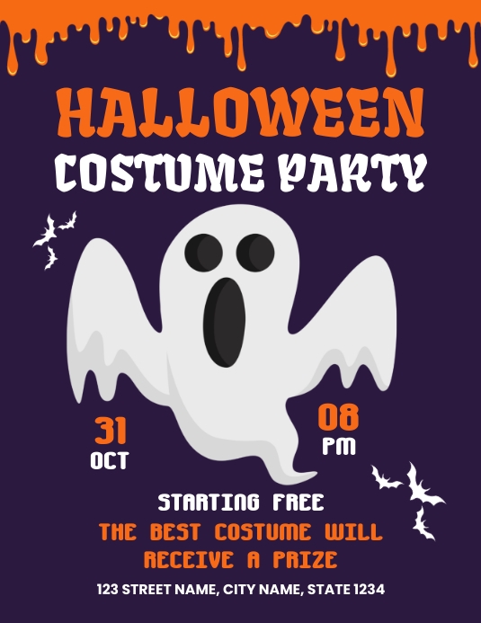 Scary Ghost Halloween Costume Party Flyer Templat | PosterMyWall