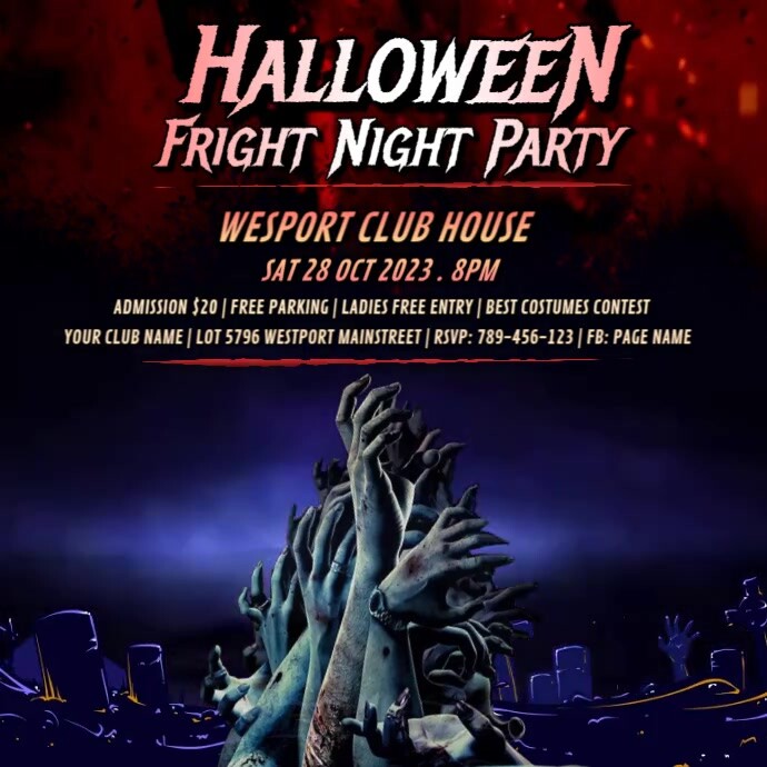 Scary Halloween Night Party Video Ad Template | PosterMyWall