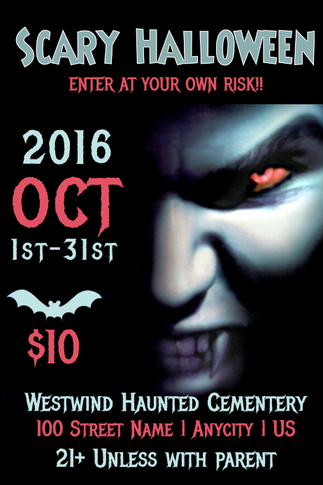 Scary Halloween Template | PosterMyWall