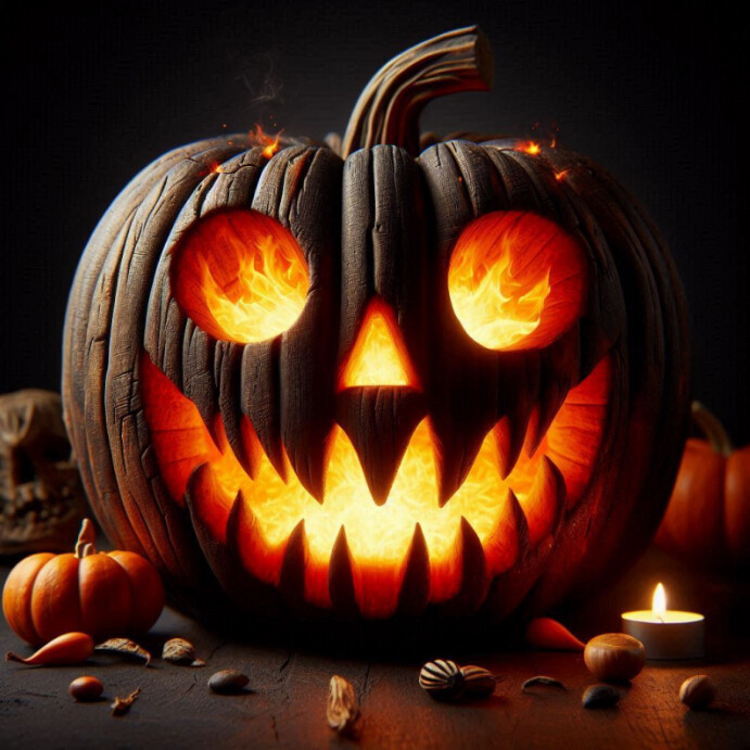 Copy of Scary Halloween Pumpkin design | PosterMyWall