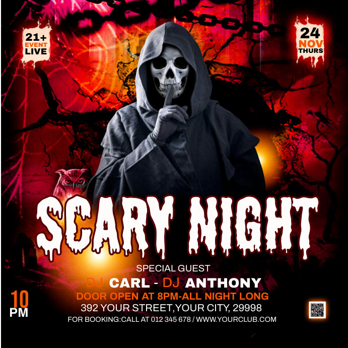 Scary Night Party Ads Template | PosterMyWall