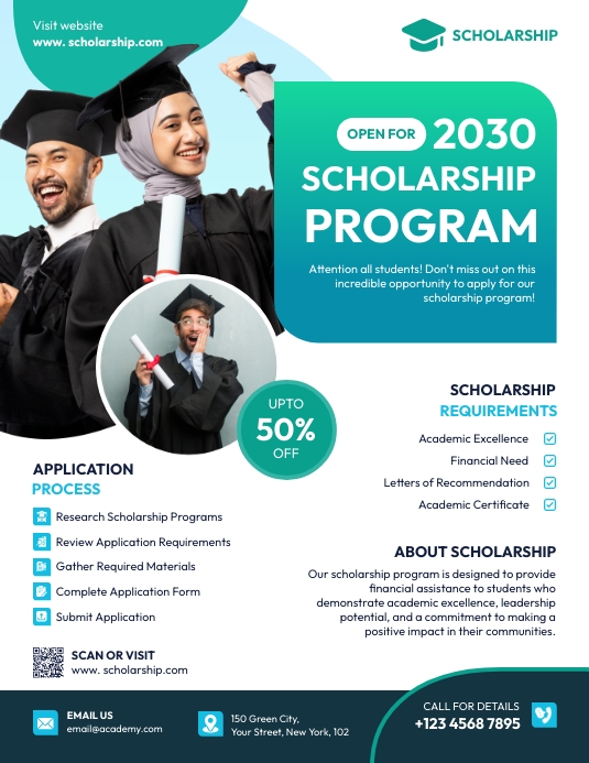 Scholarship Program Flyer, Graduation Flyer Template | PosterMyWall