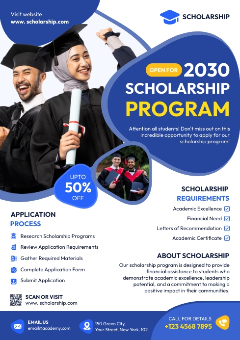 Scholarship Program Flyer, Graduation Flyer Template | PosterMyWall