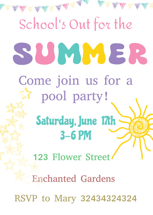 School's Out Summer Party Invitation Template | PosterMyWall