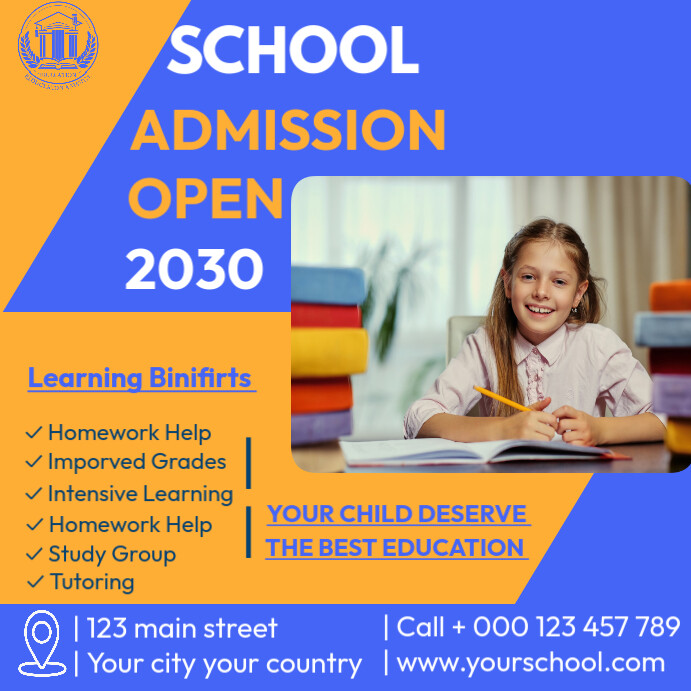 Plantilla de School admission add | PosterMyWall