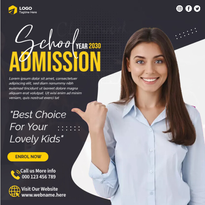 School Admission Enrollment Template | PosterMyWall