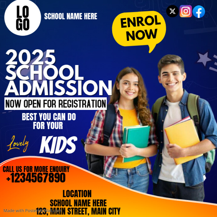 school admission enrollment flyer Template | PosterMyWall