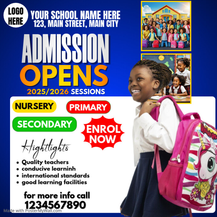 school admission enrollment flyer Template | PosterMyWall