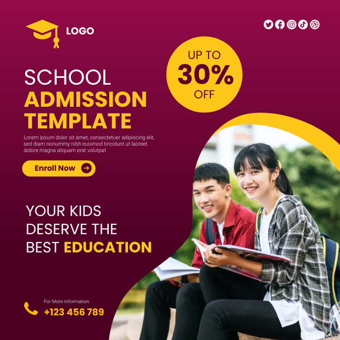 School Admission Instagram Post Template | PosterMyWall