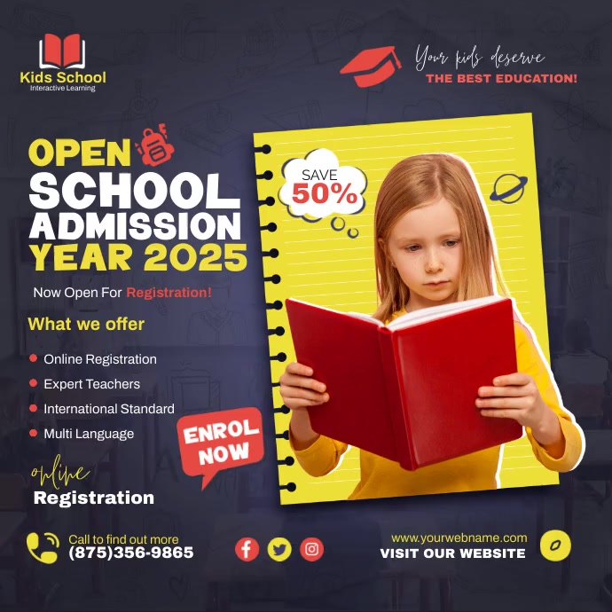 School Admission Open Template | PosterMyWall