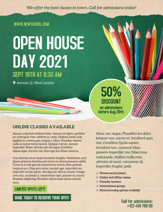 School admission open house educational flyer Template | PosterMyWall