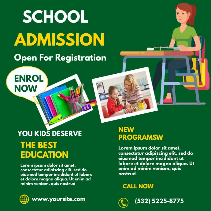 school admission poster Template | PosterMyWall