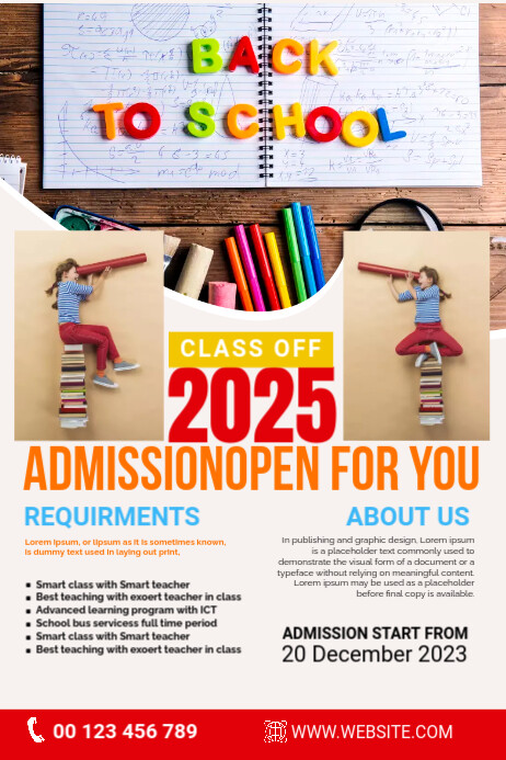 School Admission Poster Template | PosterMyWall