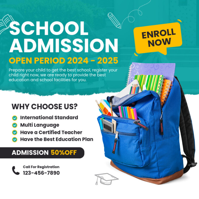 Plantilla de School Admission Template Ads | PosterMyWall