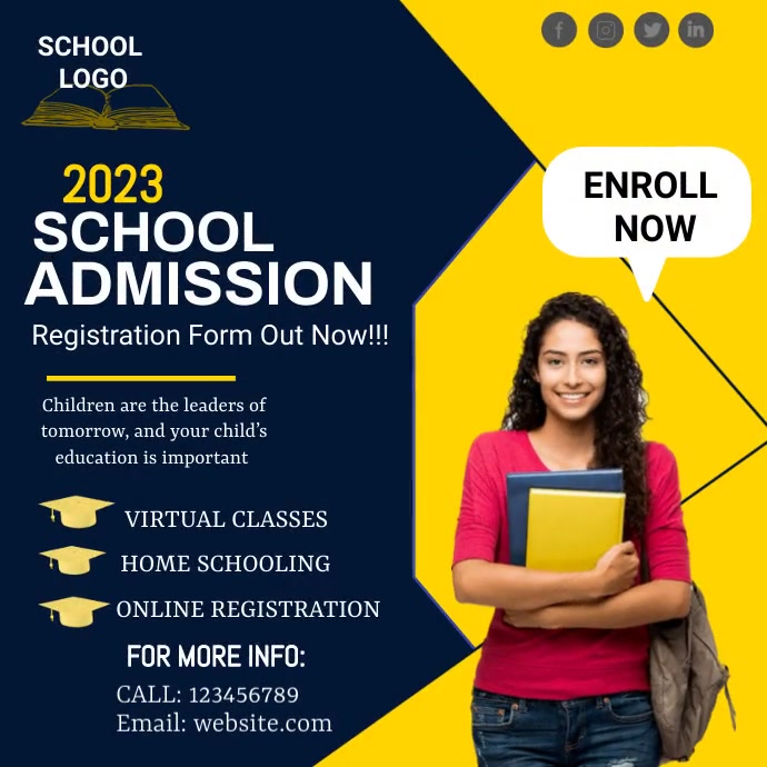 School admission video template | PosterMyWall
