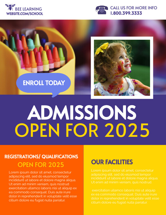 Plantilla de School Admissions Folletos | PosterMyWall