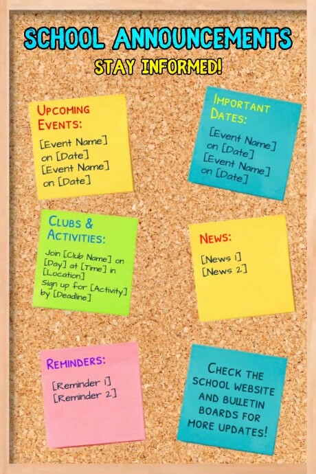 School Announcements Poster Flyer Template De | PosterMyWall