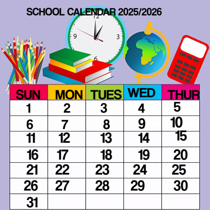 School calendar 2025/1026 Template | PosterMyWall