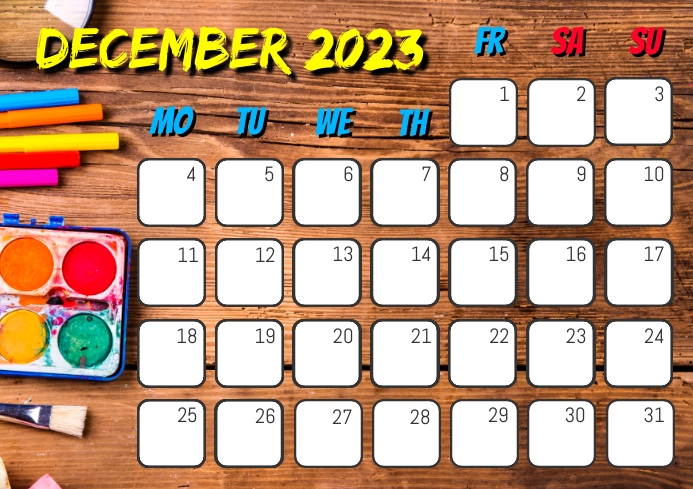 Copy of School Calendar Planner December 2023 Printab | PosterMyWall
