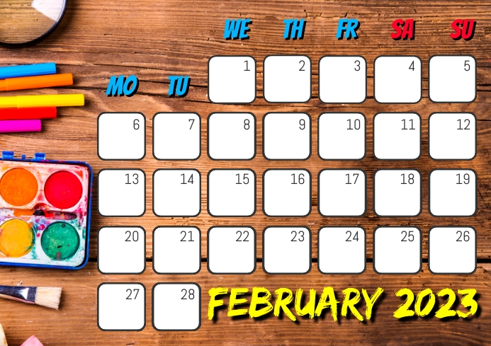 School Calendar Planner February 2023 Printab Template | PosterMyWall
