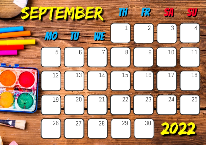 Copy of School Calendar Planner September 2022 Printa | PosterMyWall