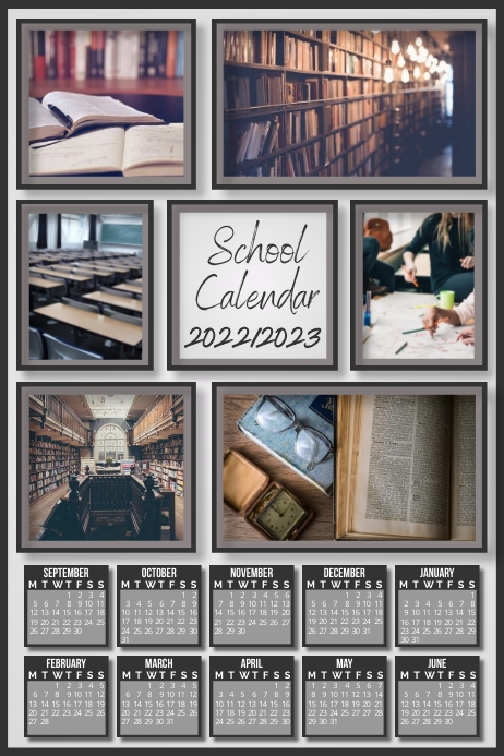 School Callendar 2022/2023 Template Printable | PosterMyWall
