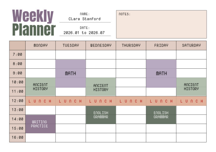 Copy of School Class Academic Editable Weekly Planner Printable ...