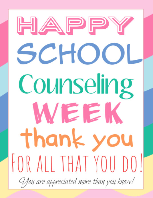 School Counseling Week thank you sign printable Template | PosterMyWall