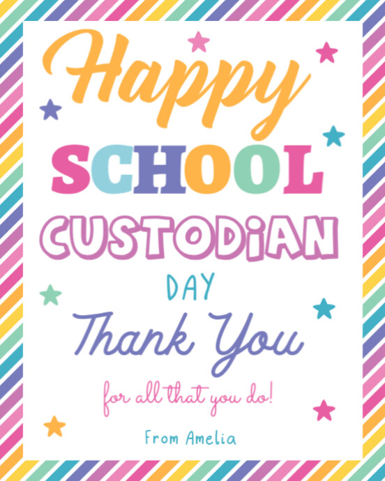 Copy of School Custodian Appreciation Gift Tag Printable | PosterMyWall