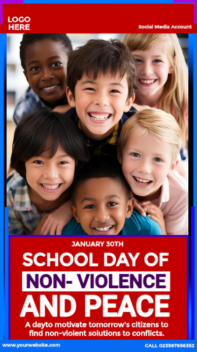 School Day of Non-Violence and Peace Ad Template | PosterMyWall