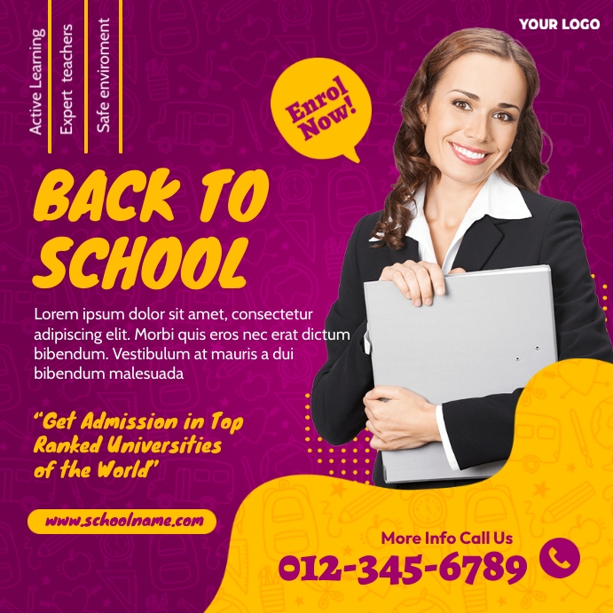 School Enrollment Template | PosterMyWall