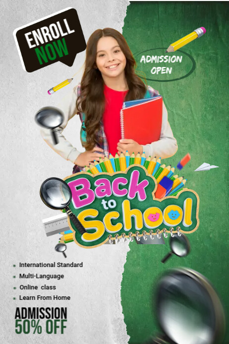 School Enrollment Poster Template | PosterMyWall