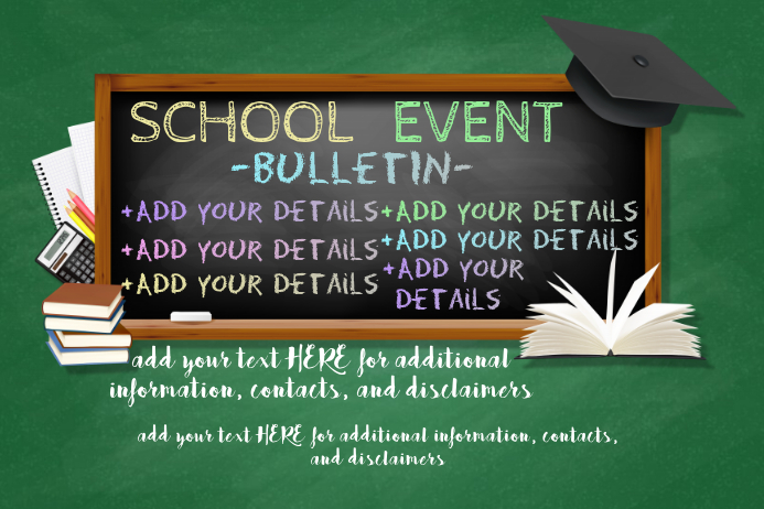 School Event Educational Children Bulletin Chalk Board Class Template ...