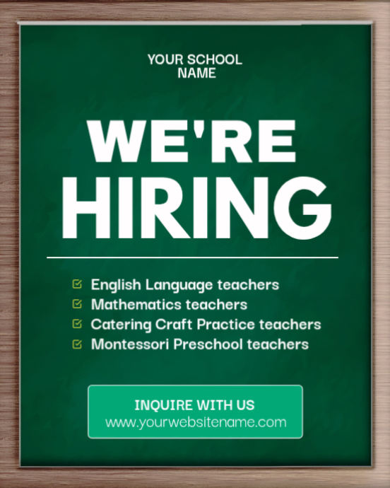 School Hiring Flyer | Now Hiring Teachers & Montessori Preschool Staff ...