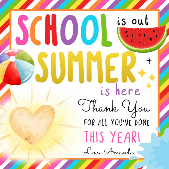 Plantilla de School is out Summer is here Teacher Appreciation tags ...