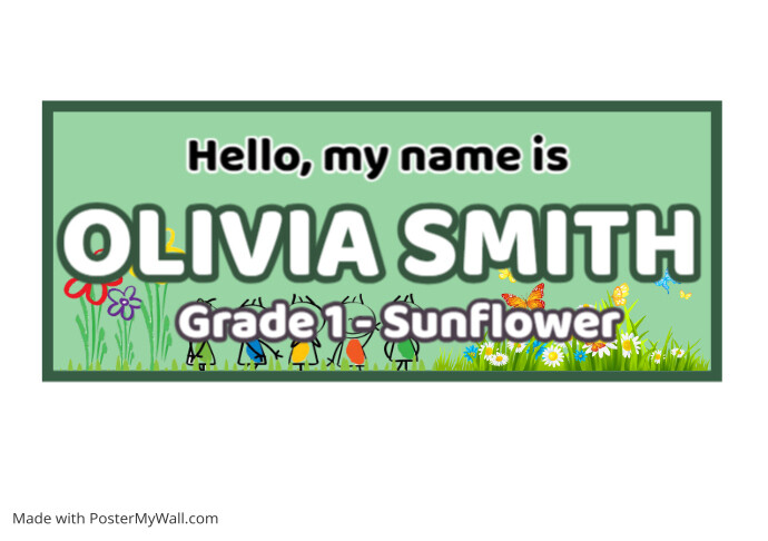 School Name Tag for kids Template | PosterMyWall