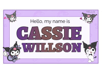 Hello Kitty Name Tag Design For Kids