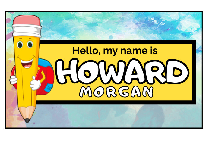 Copy of School Name Tag - Pastel Pencil Design | PosterMyWall