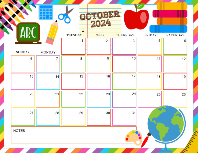 Blank October School Calendar