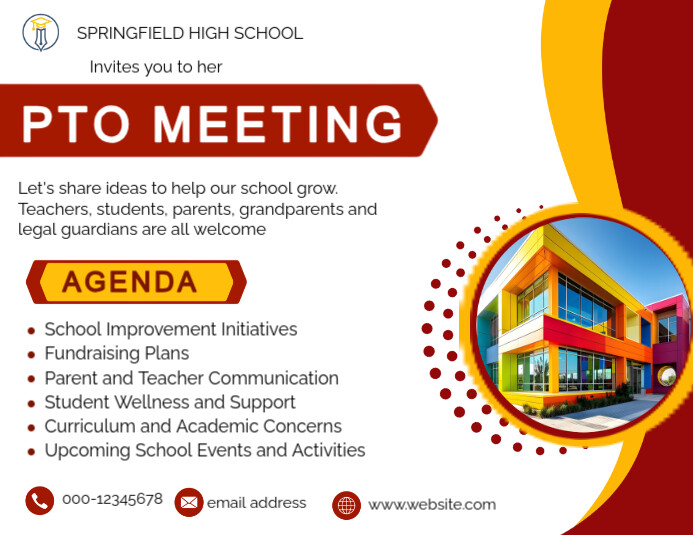 Copy of School pta PTO meeting invitation flyer template | PosterMyWall