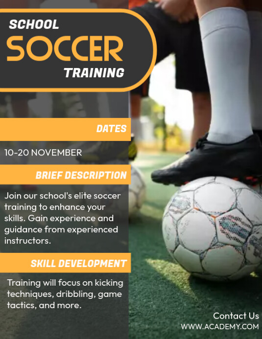School Soccer Training Template | PosterMyWall