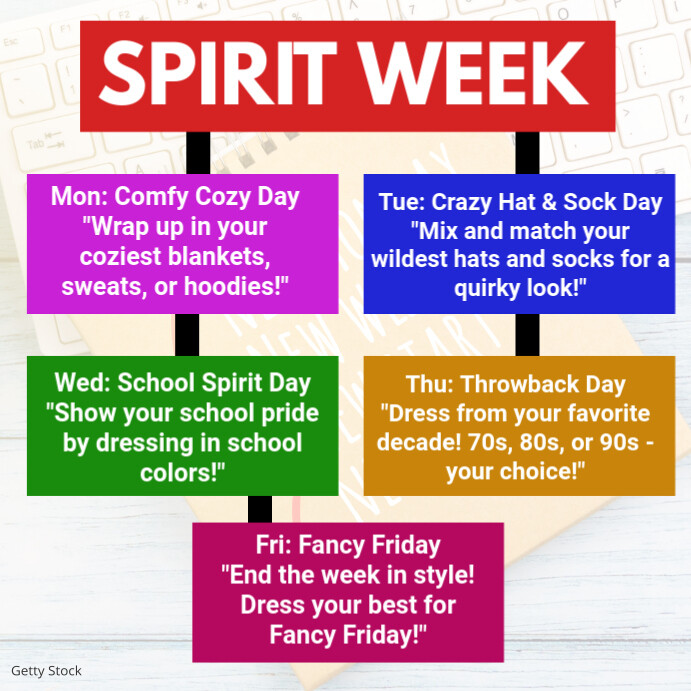 School Spirit Week Flyer Template | PosterMyWall