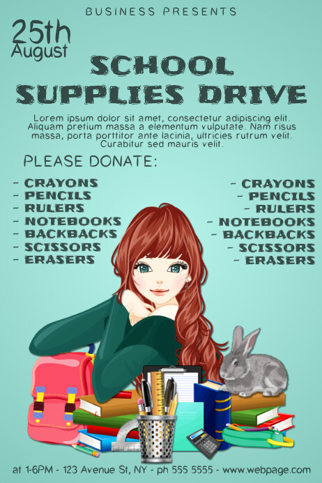 School Supplies drive Poster Template | PosterMyWall