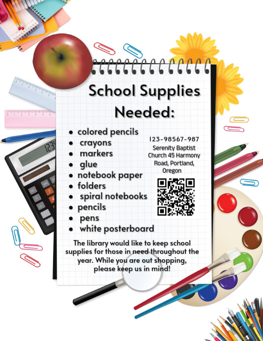 Copy of School Supplies Needed: | PosterMyWall