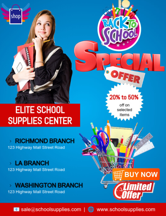 School Supplies Special Offer Ad เทมเพลต | PosterMyWall