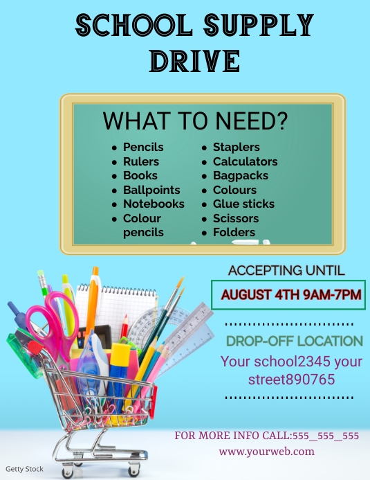 School supply drive Template | PosterMyWall