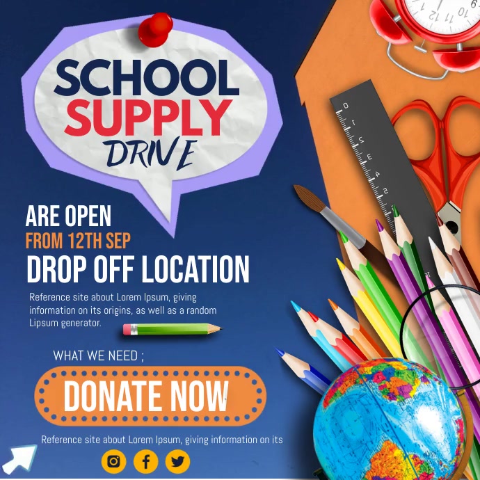 school supply drive Template | PosterMyWall