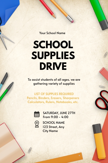 Copy of school supply drive | PosterMyWall