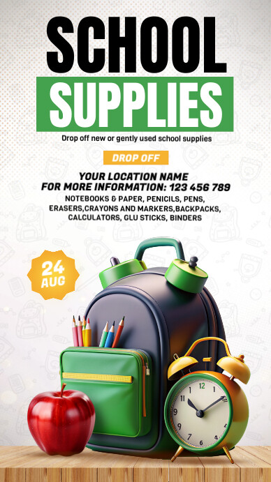 Copy of school supply drive | PosterMyWall