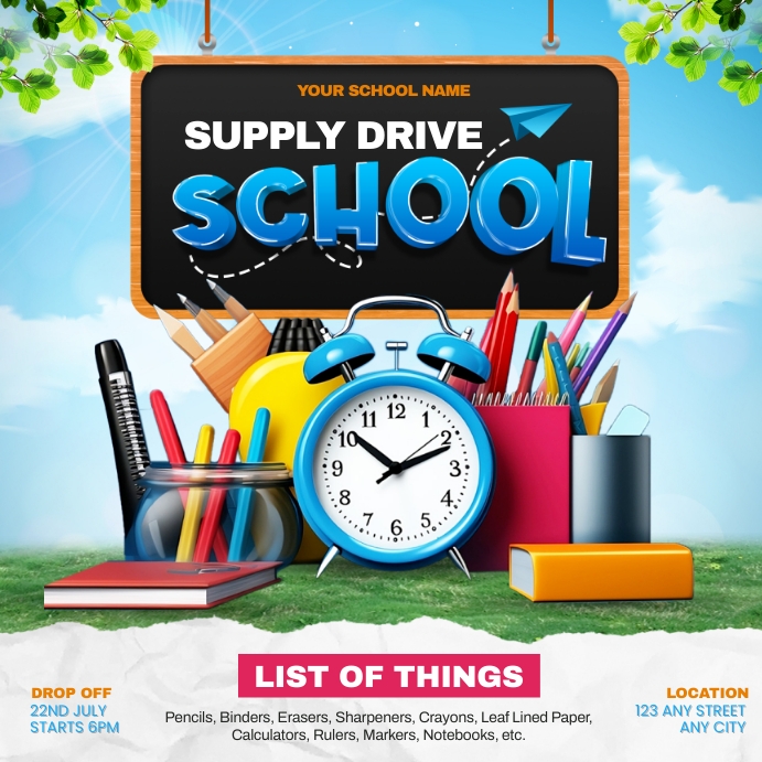Copy of School supply drive | PosterMyWall